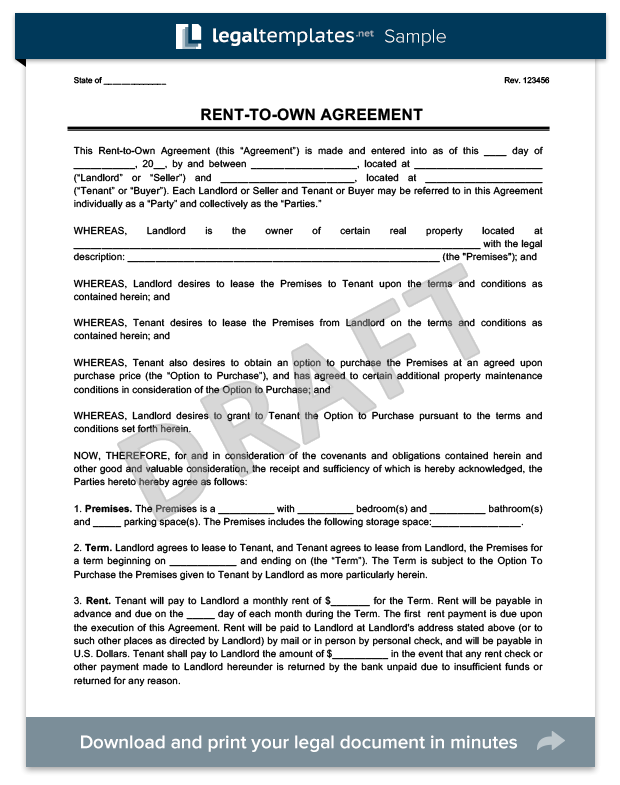 Rent To Own House Agreement Template TUTORE ORG Master Of Documents