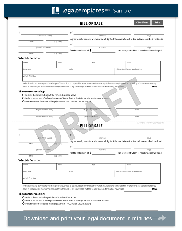 Pdf Downloadable Free Printable Bill Used Car Vehicle Bill Of Sale California