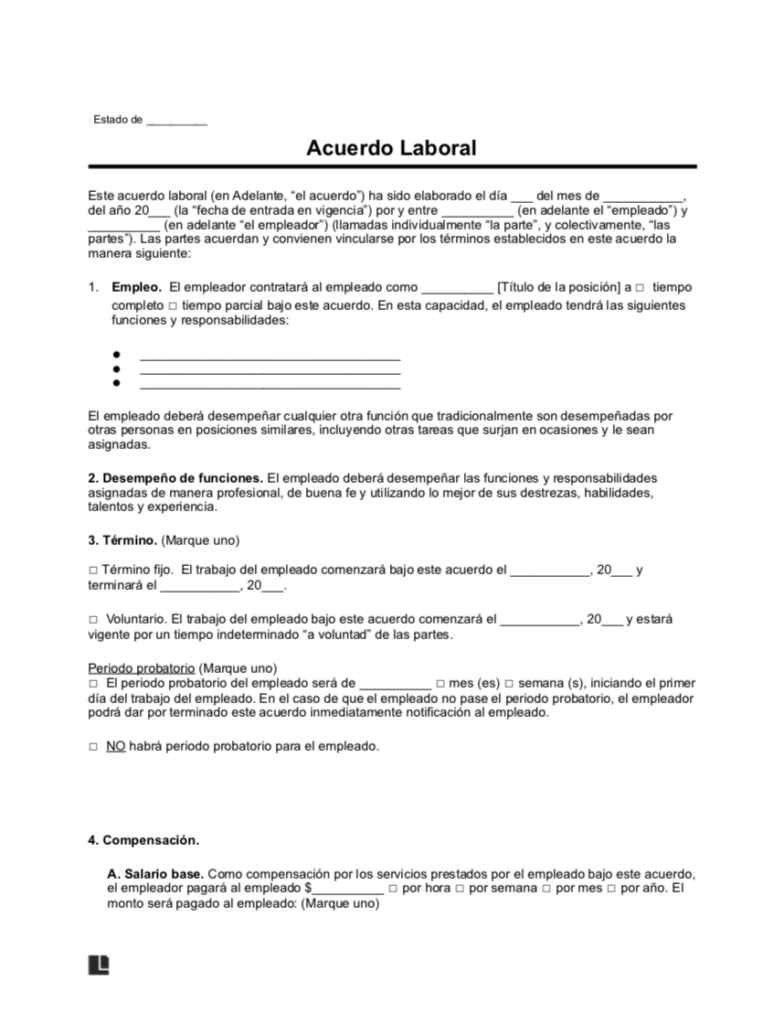 Contrato de Trabajo Gratuito | PDF & Word