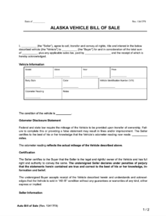 Free Alaska Vehicle Bill of Sale Form [PDF & Word]