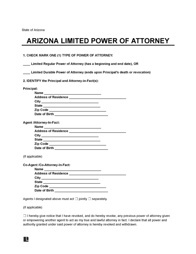 Free Arizona Minor (Child) Power of Attorney | PDF & Word