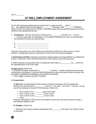 Free At-Will Employment Contract Template ( With Example )