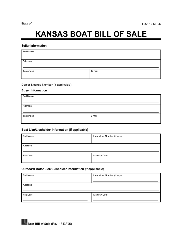 Free Kansas Boat Bill of Sale Template | PDF & Word