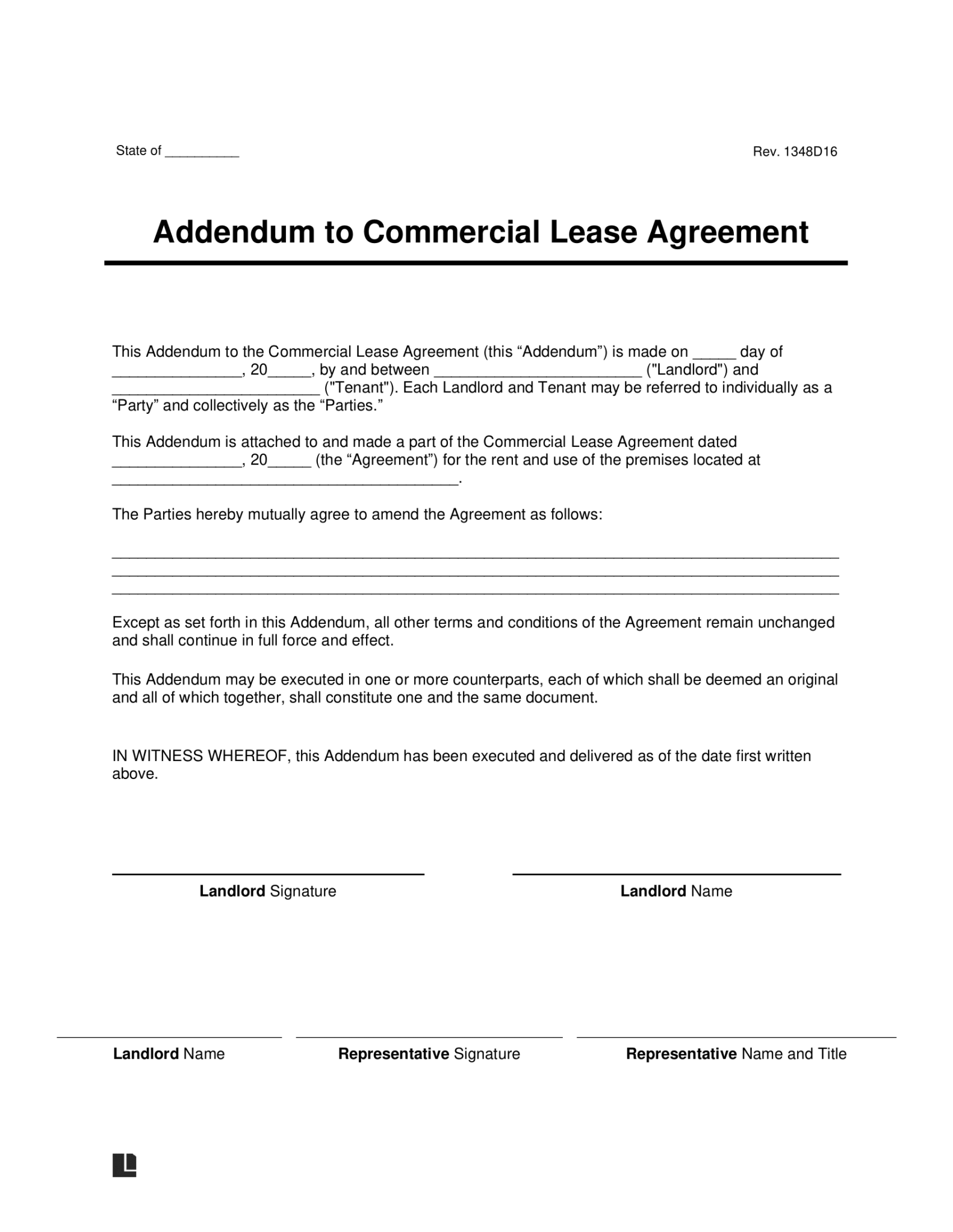 Free Commercial Lease Addendum Template | PDF & Word