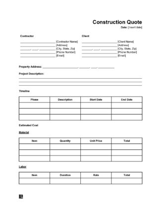 Free Construction Quote Template | PDF & Word