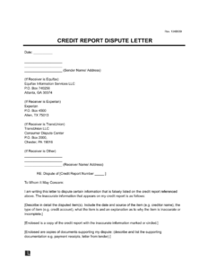 Free Credit Report Dispute Letter Template | PDF & Word