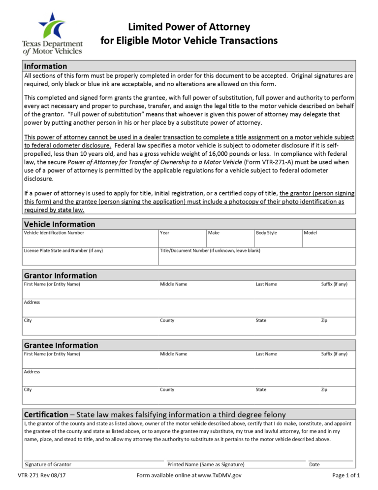 Free Texas Power of Attorney Forms | PDF & Word Templates