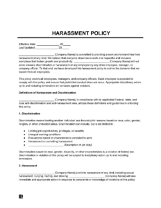 Free Harassment Policy Template | PDF & Word
