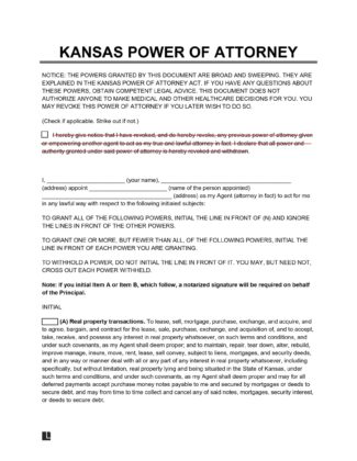 Free Kansas Power of Attorney Forms | PDF & Word