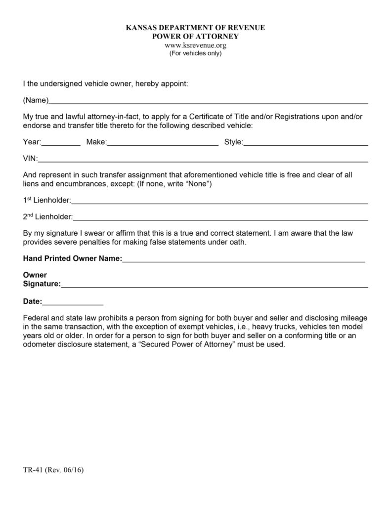 Free Kansas Power of Attorney Forms | PDF & Word