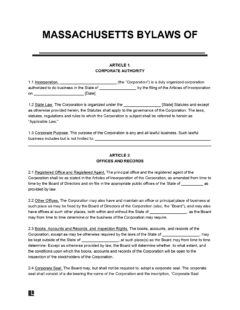 Free Massachusetts Corporate Bylaws Template | PDF & Word