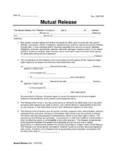 Free Mutual Release of Liability (Waiver) Form | PDF & Word