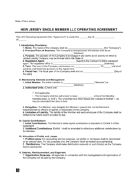 Free New Jersey LLC Operating Agreement Template | PDF & Word