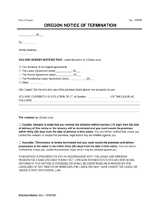 Free Oregon Eviction Notice Forms | PDF & Word Templates