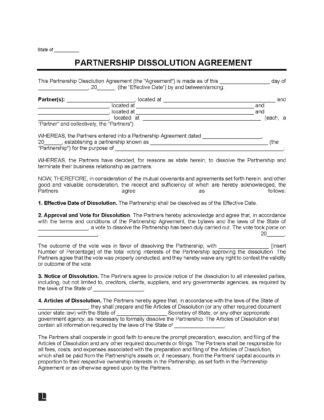 Free Partnership Dissolution Agreement Template | PDF & Word