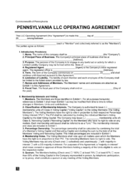 Free Pennsylvania LLC Operating Agreement Template | PDF & Word
