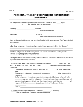 Free Personal Training Contract Template | PDF & Word