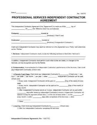 Free Professional Services Agreement | PDF & Word