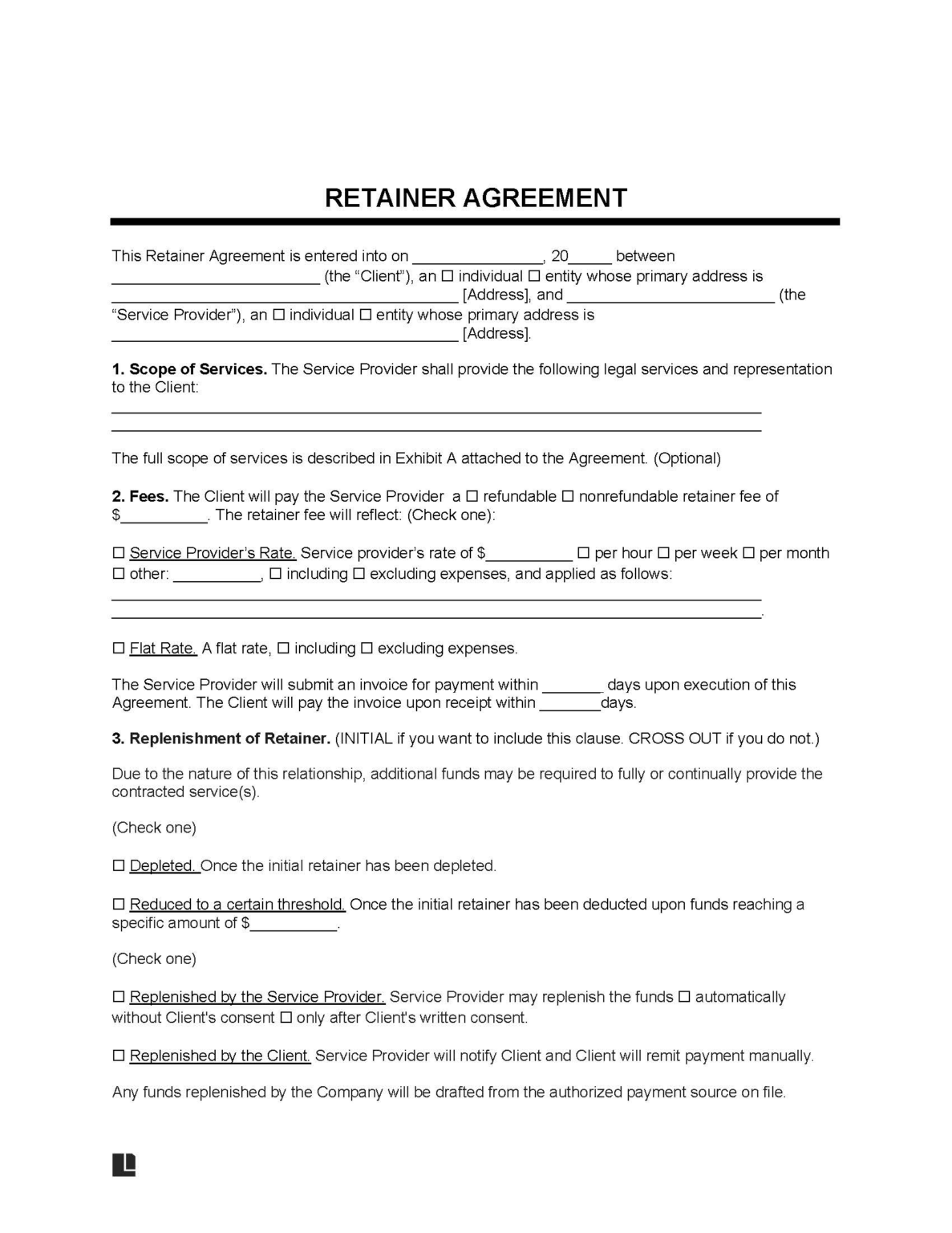 Free Retainer Agreement Templates | PDF & Word Downloads