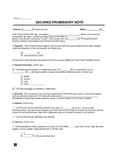 Free Secured Promissory Note Template | PDF & Word