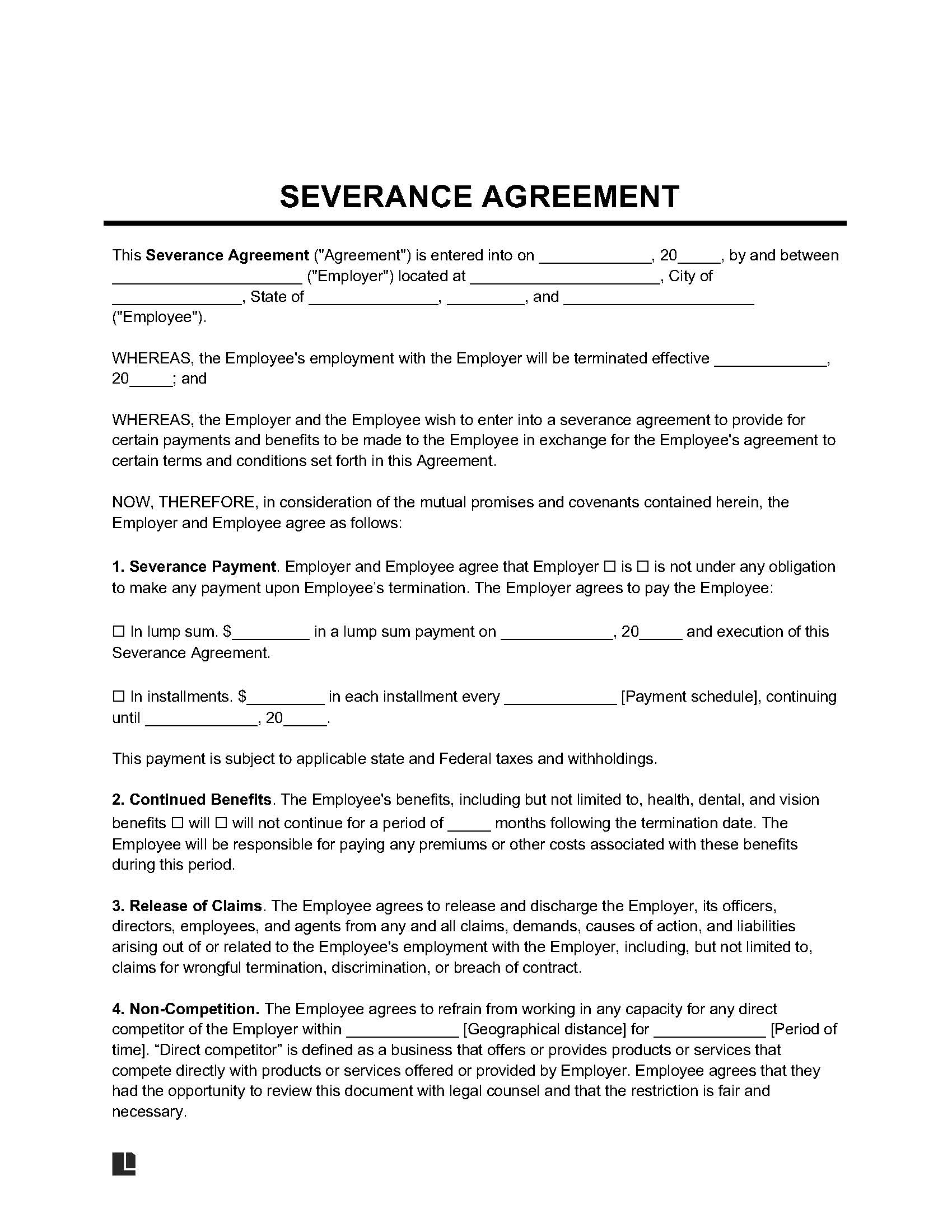 Free Severance Agreement Template Sample Included Free Severance Agreement Template Sample Included