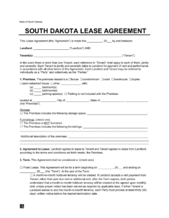 Free South Dakota Residential Lease Agreement Template | PDF & Word