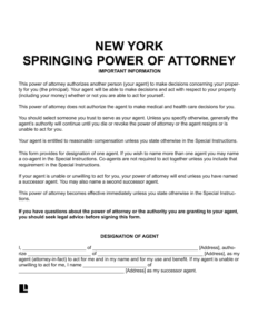 Free New York Power of Attorney Forms | PDF & Word Templates