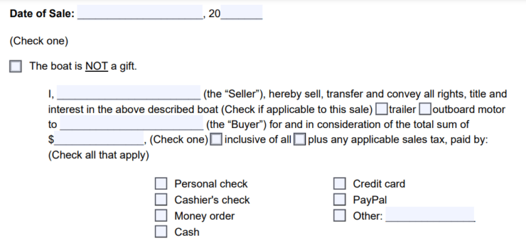 Free Boat (Vessel) Bill of Sale Template | PDF & Word