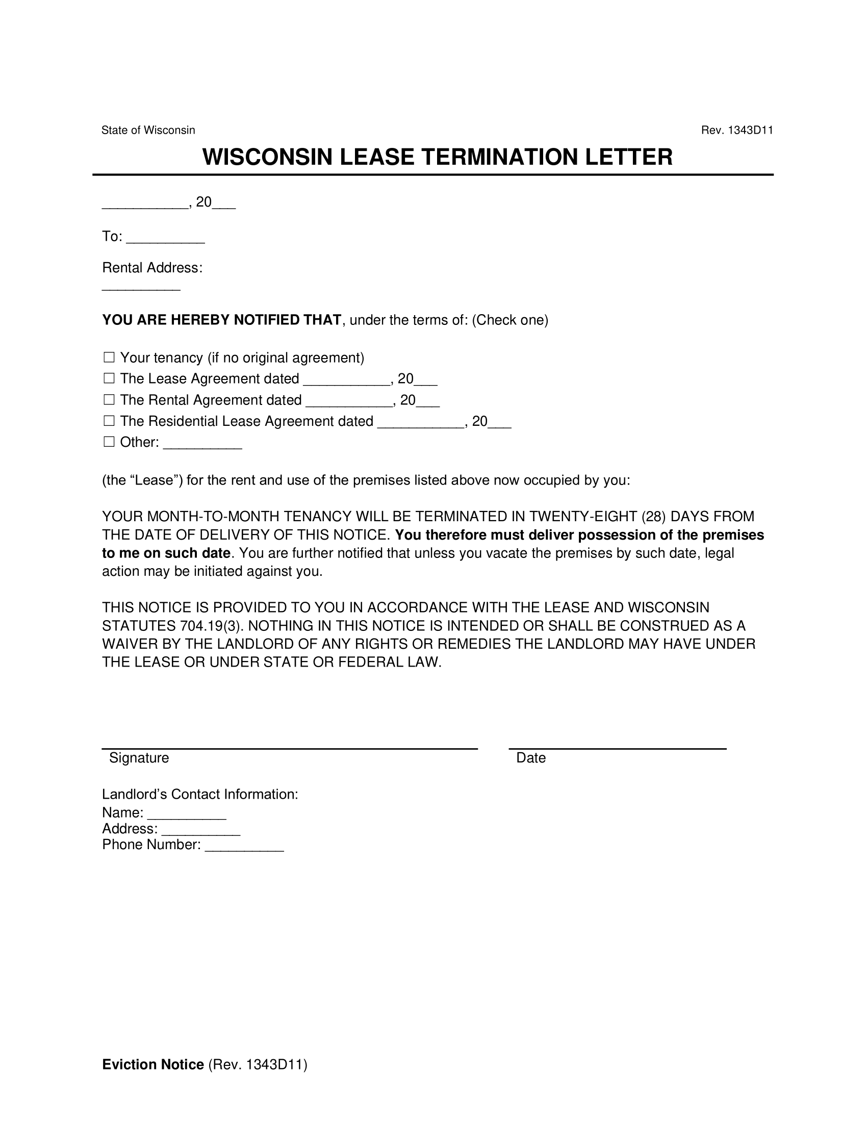 Free Wisconsin Eviction Notice Forms | PDF & Word Downloads