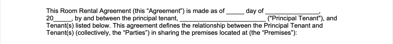 Free Room Rental Agreement Form | Legal Templates