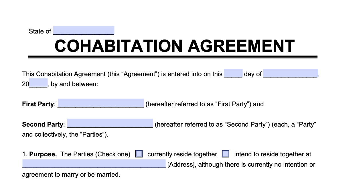 Free Cohabitation Agreement Template PDF Word