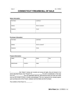 Connecticut Firearm Bill of Sale Form | Legal Templates