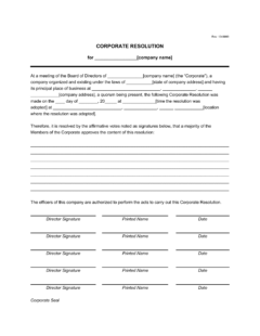 Free Corporate Resolution Template | PDF & Word