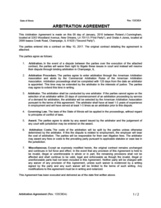 Arbitration Agreement Form | Create a Free Arbitration Agreement