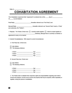 Free Cohabitation Agreement Template | PDF & Word
