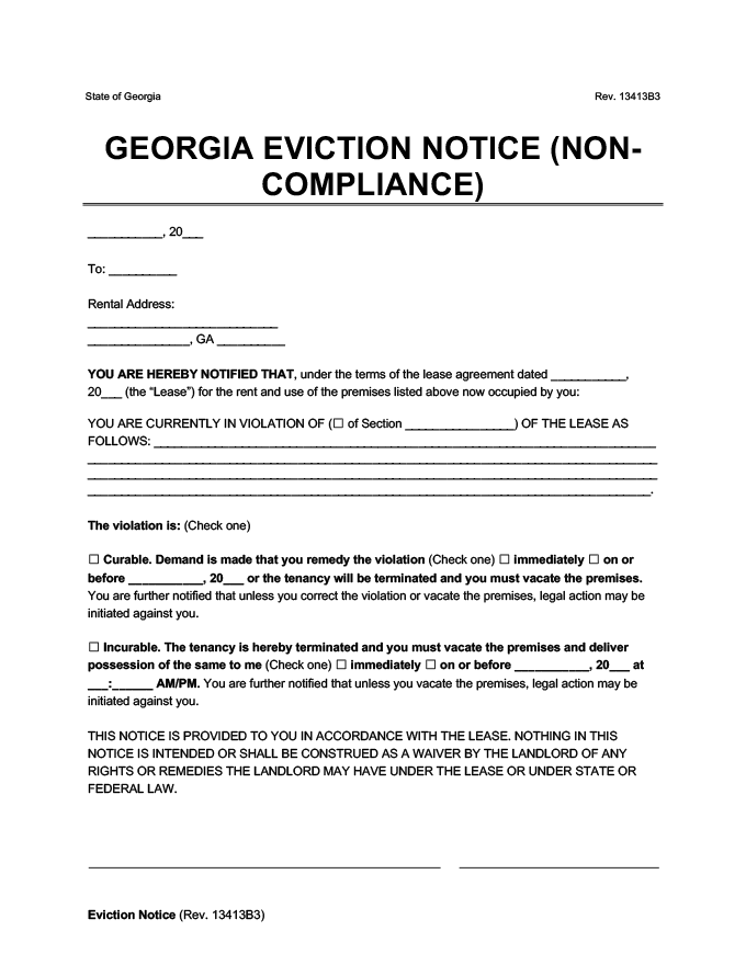 Free Georgia Eviction Notice Forms PDF Word Downloads