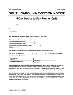 Free South Carolina Eviction Notice Forms | PDF & Word