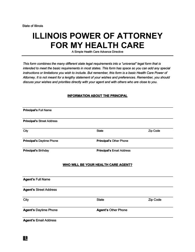 Free Illinois Medical Power Of Attorney For Health Care Free PDF