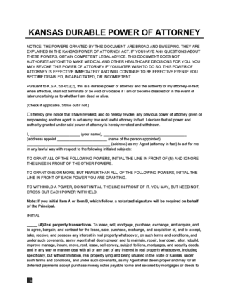 Free Kansas Power of Attorney Forms | PDF & Word