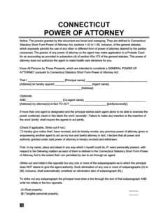 Free Connecticut Power of Attorney Forms | PDF & Word