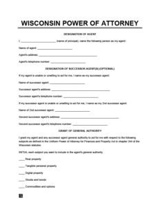 Free Wisconsin Power of Attorney Forms | PDF & Word Templates