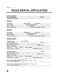 Free Texas Rental Application Form | PDF & Word Downloads
