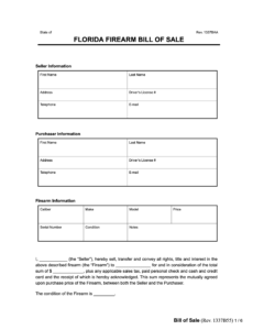 Florida Firearm Bill of Sale Form | PDF & Word | Legal Templates