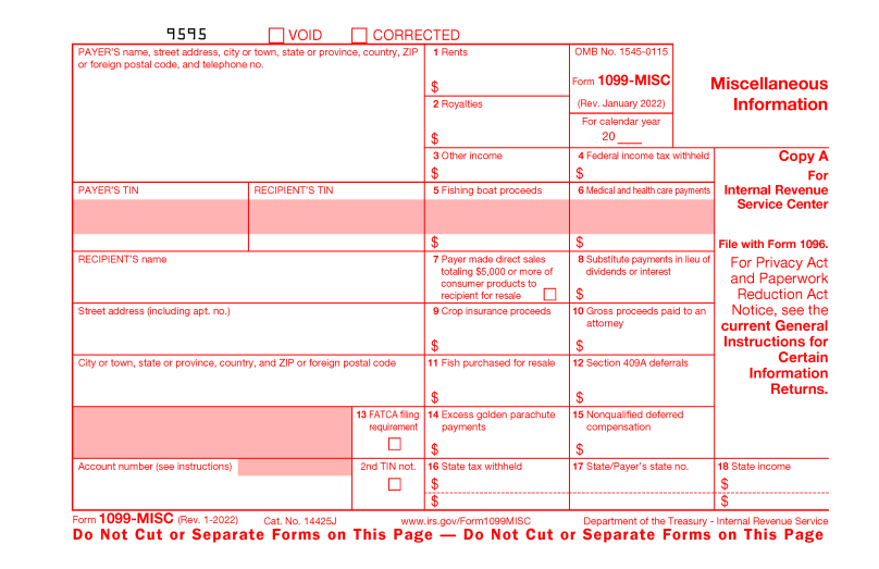 Free Form 1099 MISC PDF Word