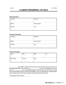 Free Illinois Firearm Bill of Sale Form | PDF & Word