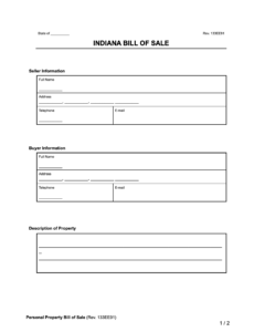 Free Indiana Bill of Sale Forms | Printable PDF & Word