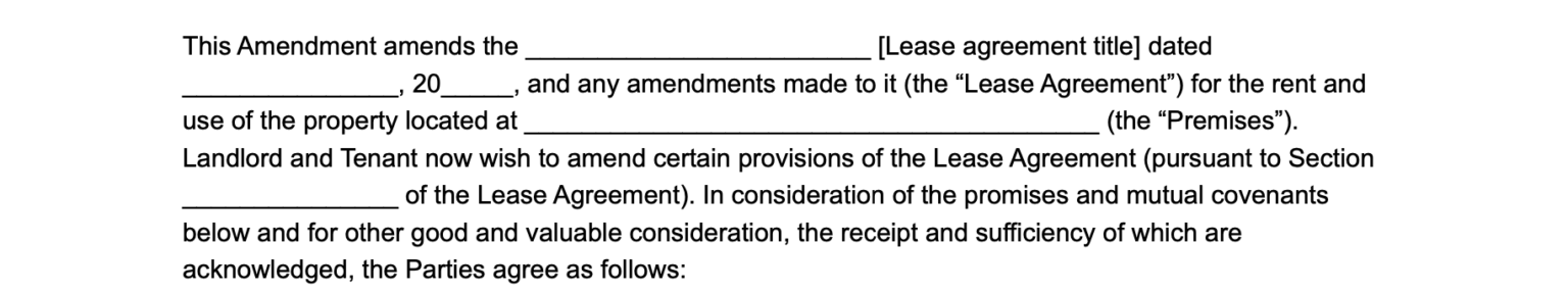 Free Lease Amendment Template | PDF & Word