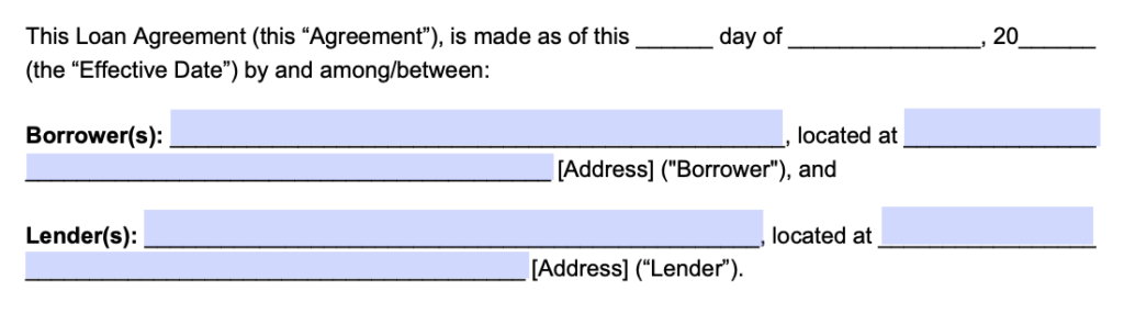 Free Loan Agreement Template | PDF & Word Download | BoloForms