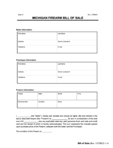 Free Michigan Firearm Bill of Sale Form | PDF & Word