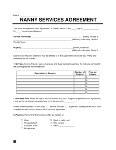 Free Nanny Contract Template - PDF & Word | Legal Templates